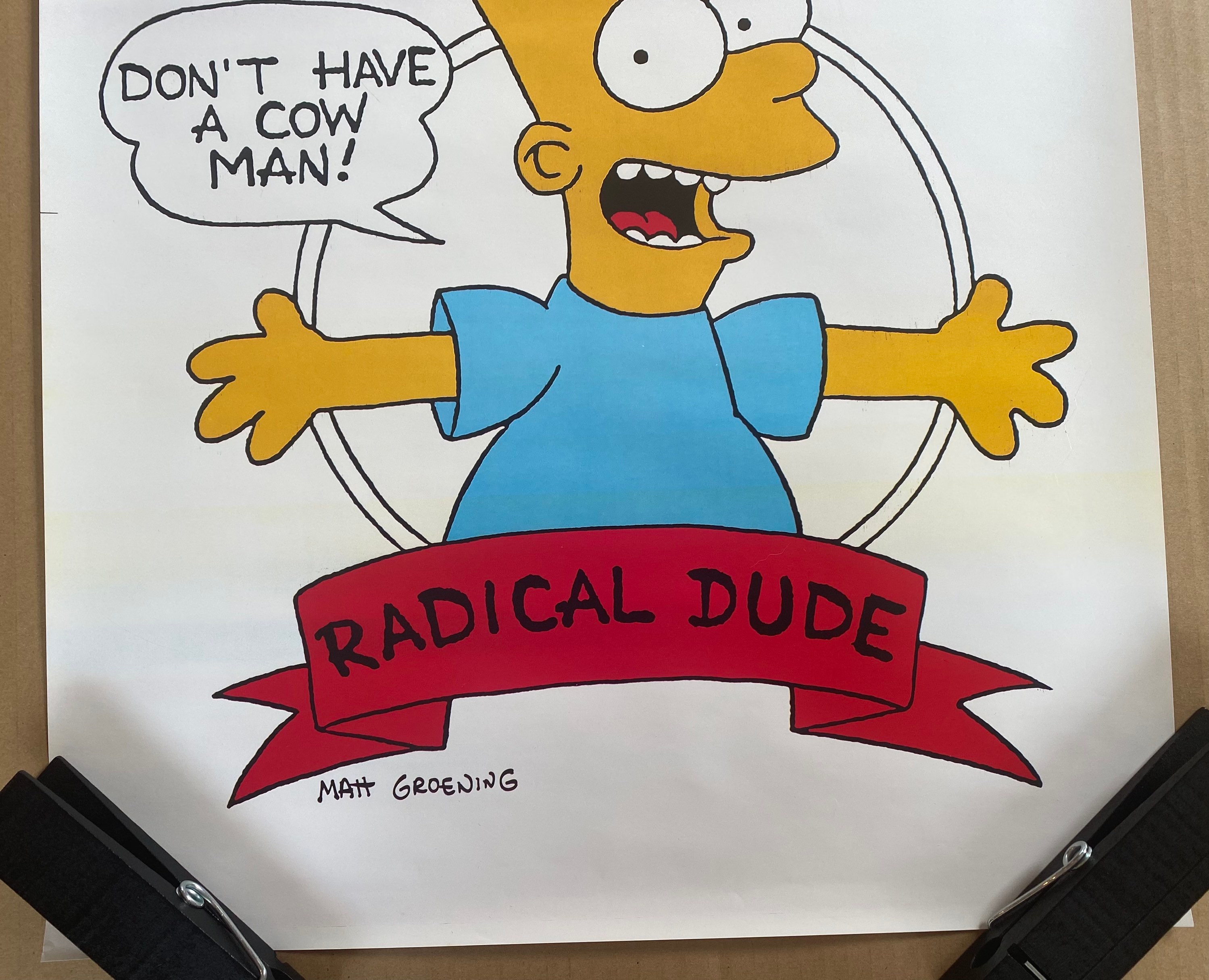 Bart Simpson Radical Dude Original Vintage Television Poster Matt ...