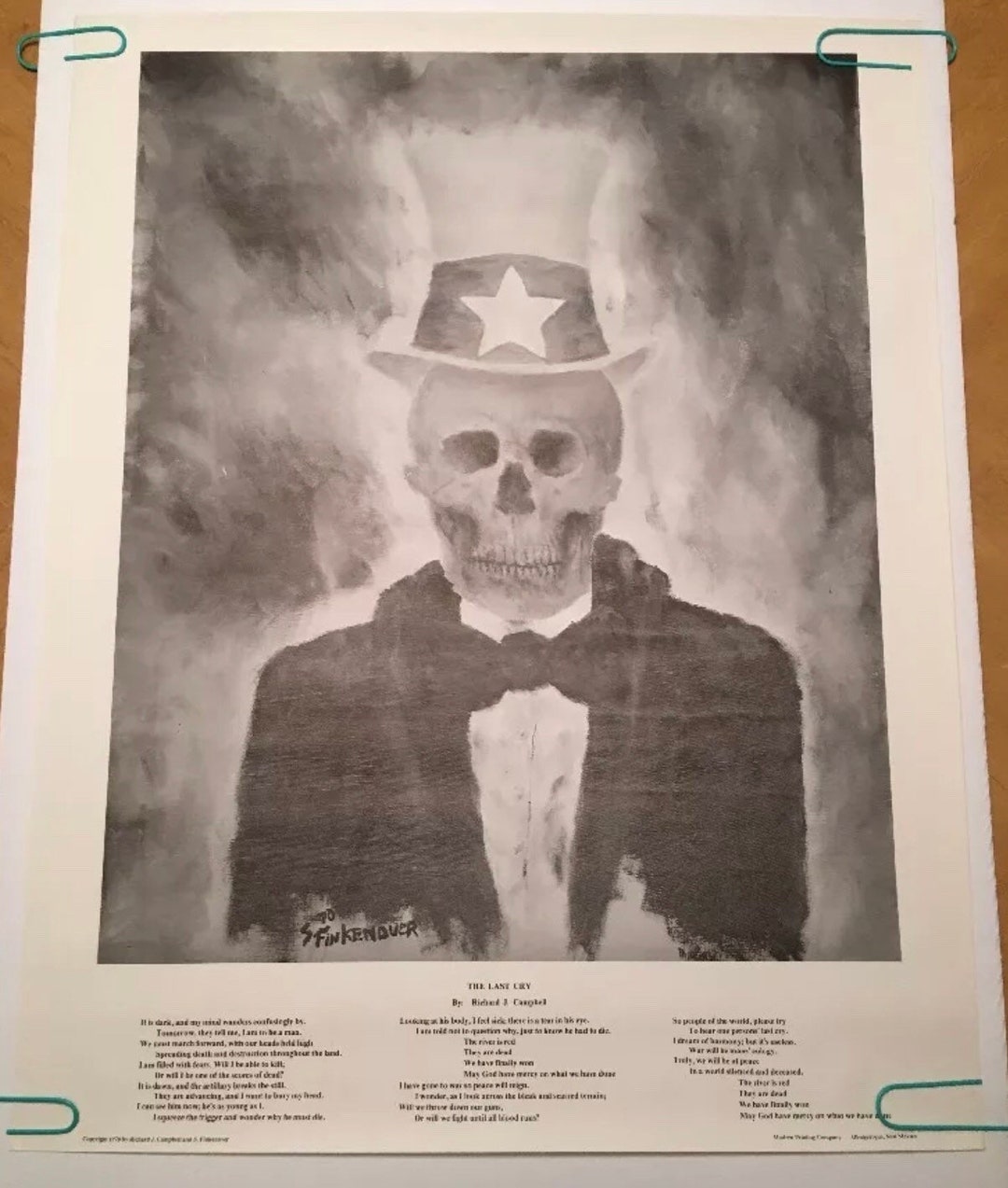 The Last Cry Vintage Political Anti War Poster Campbell Finkenover ...