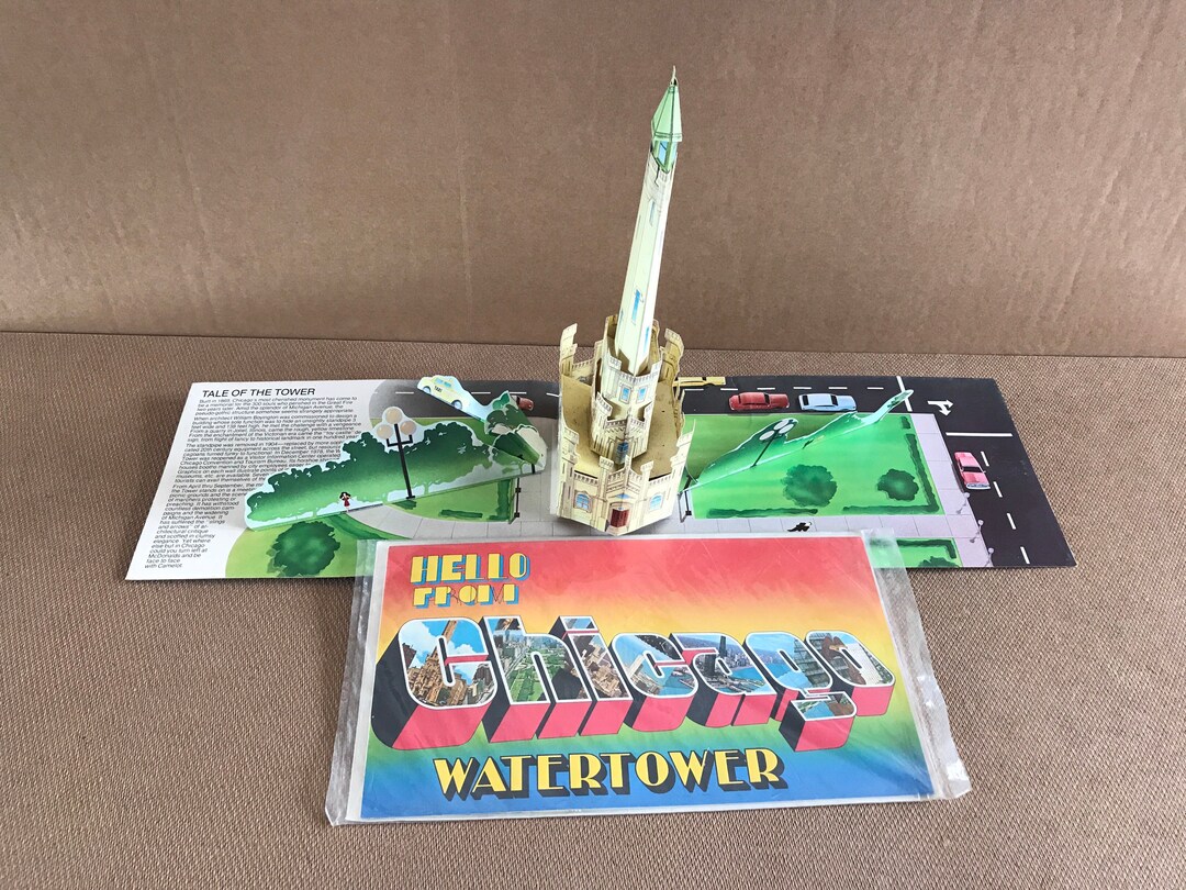 Vintage Original Hello From Chicago Watertower Pop up Landmark 3D Pop ...