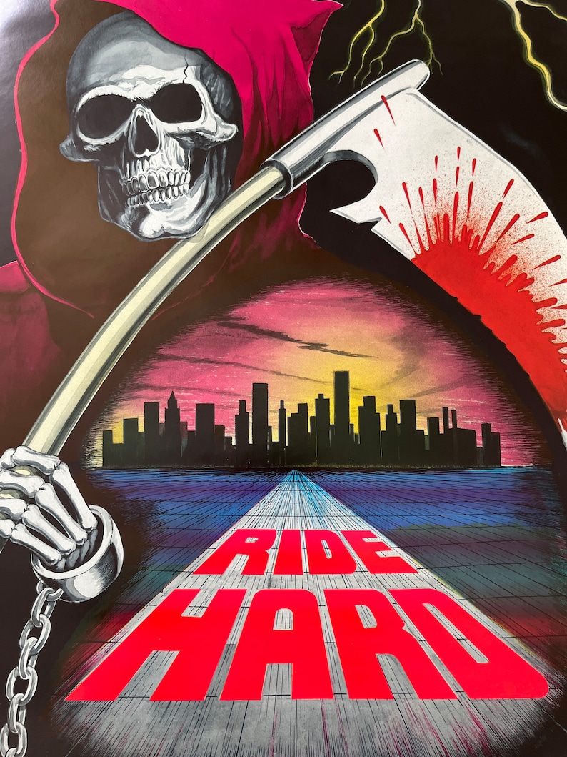 Ride Hard Grim Reaper Motorcycle 1988 Vintage Poster - Etsy