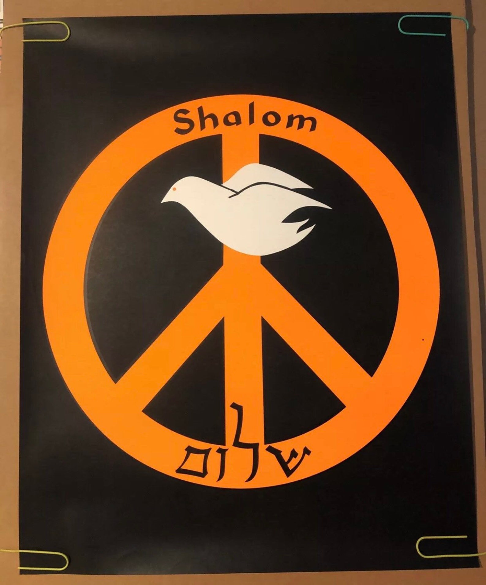 Shalom Blacklight Poster Original Vintage Peace Headshop Pinup | Etsy