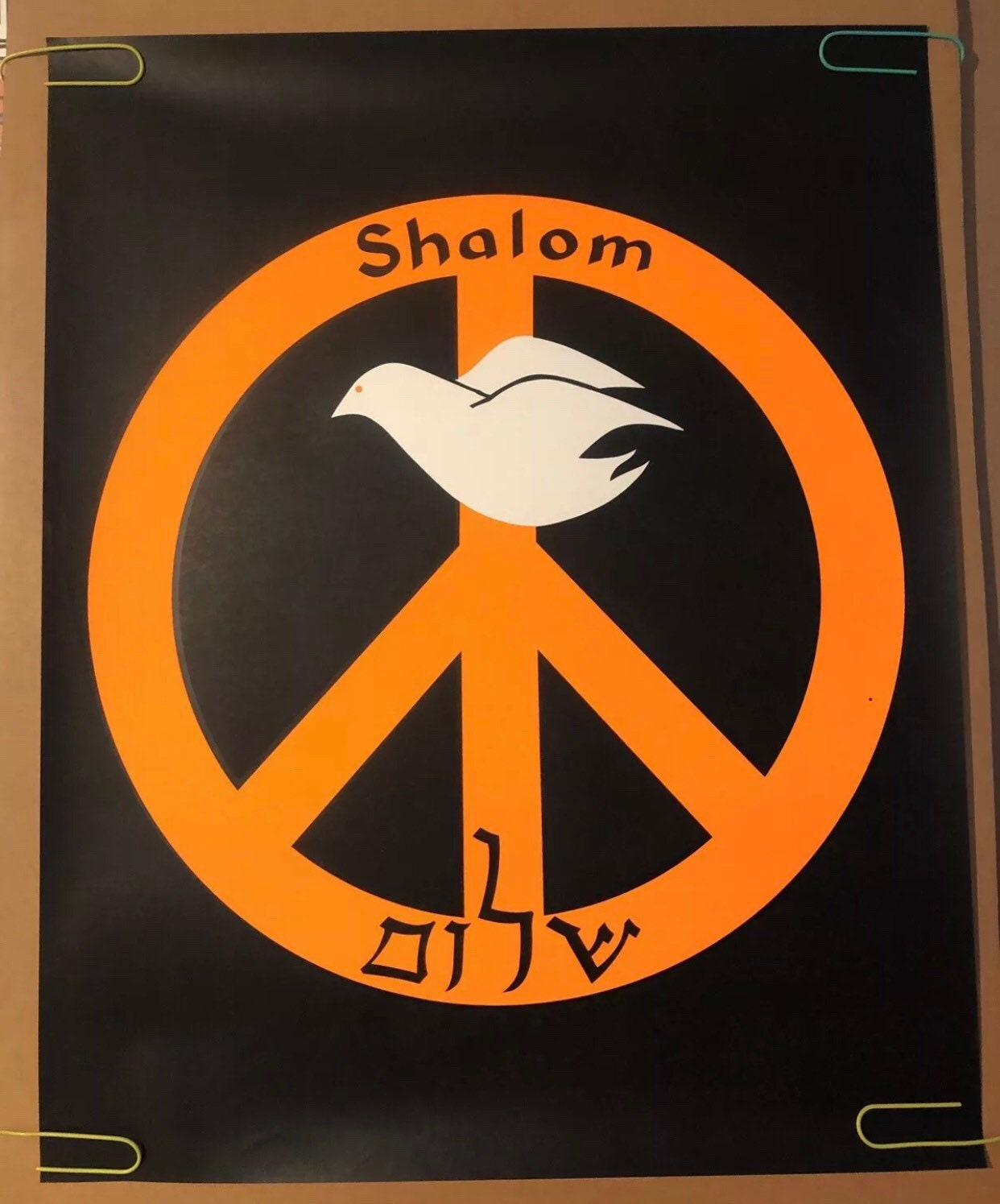 Shalom Blacklight Poster Original Vintage Peace Headshop Pinup 1960's ...