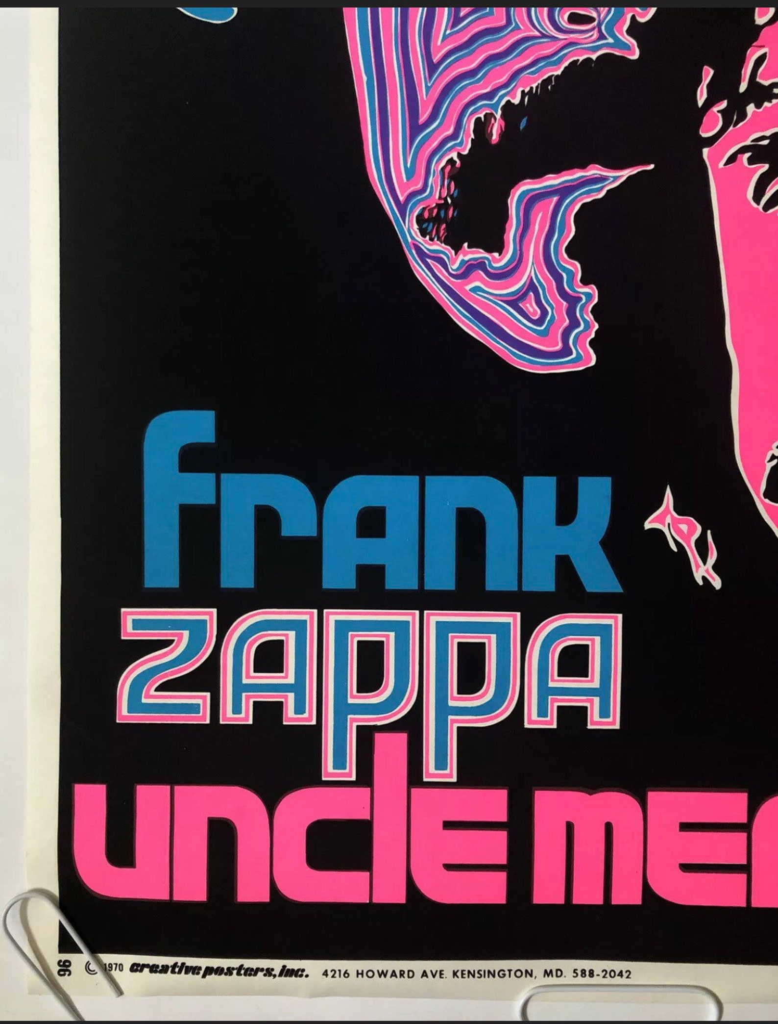 Frank Zappa Original Vintage Blacklight Poster Uncle Meat 1970 Music ...