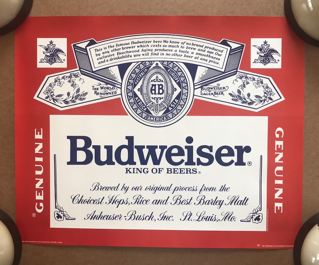 Vintage Original 1980s Budweiser Beer Sign Poster 1987 Beer Pinup ...