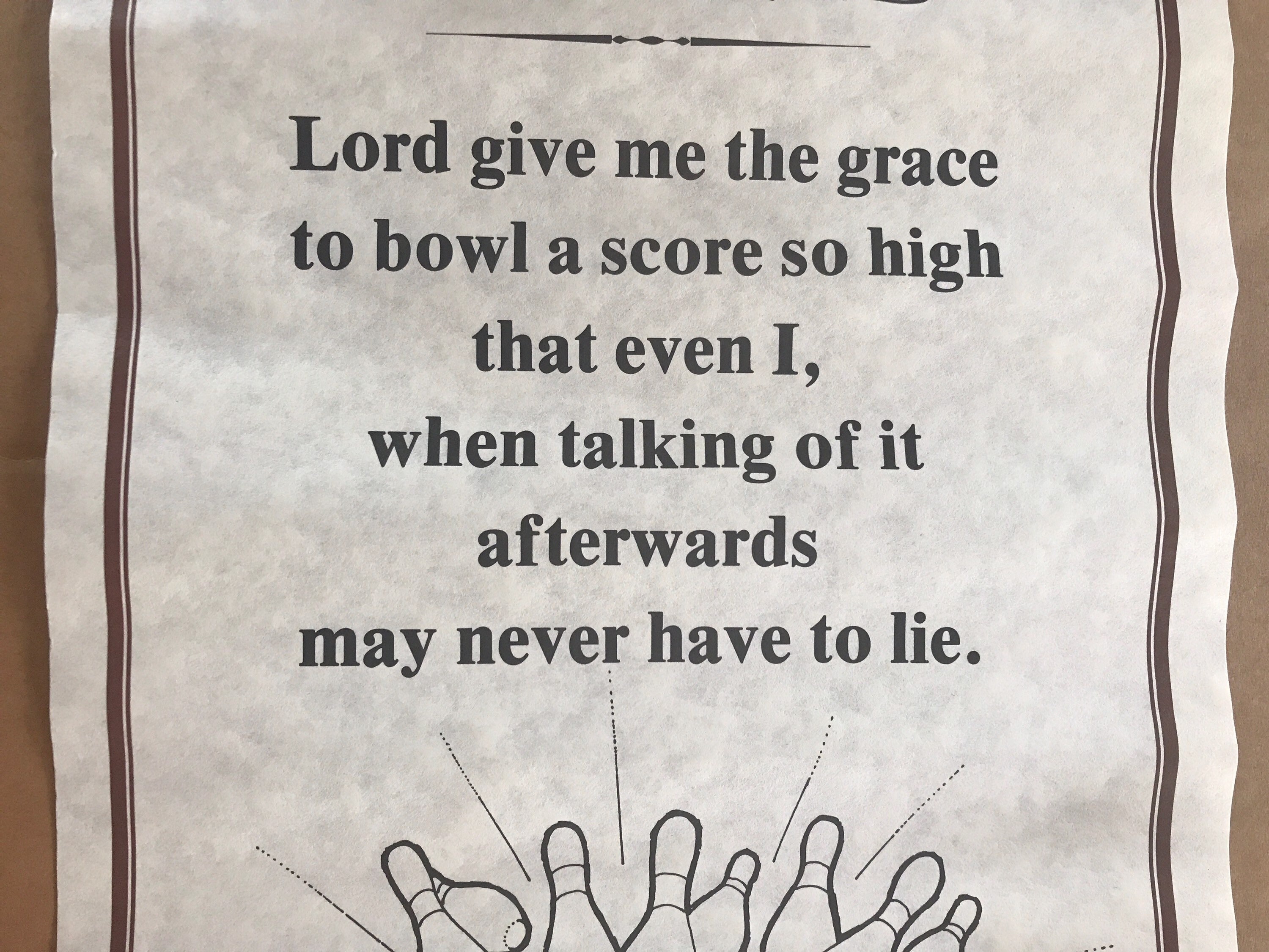 Vintage Original 1976 Bowlers Prayer Poster Bowling Pins Ball Lord ...