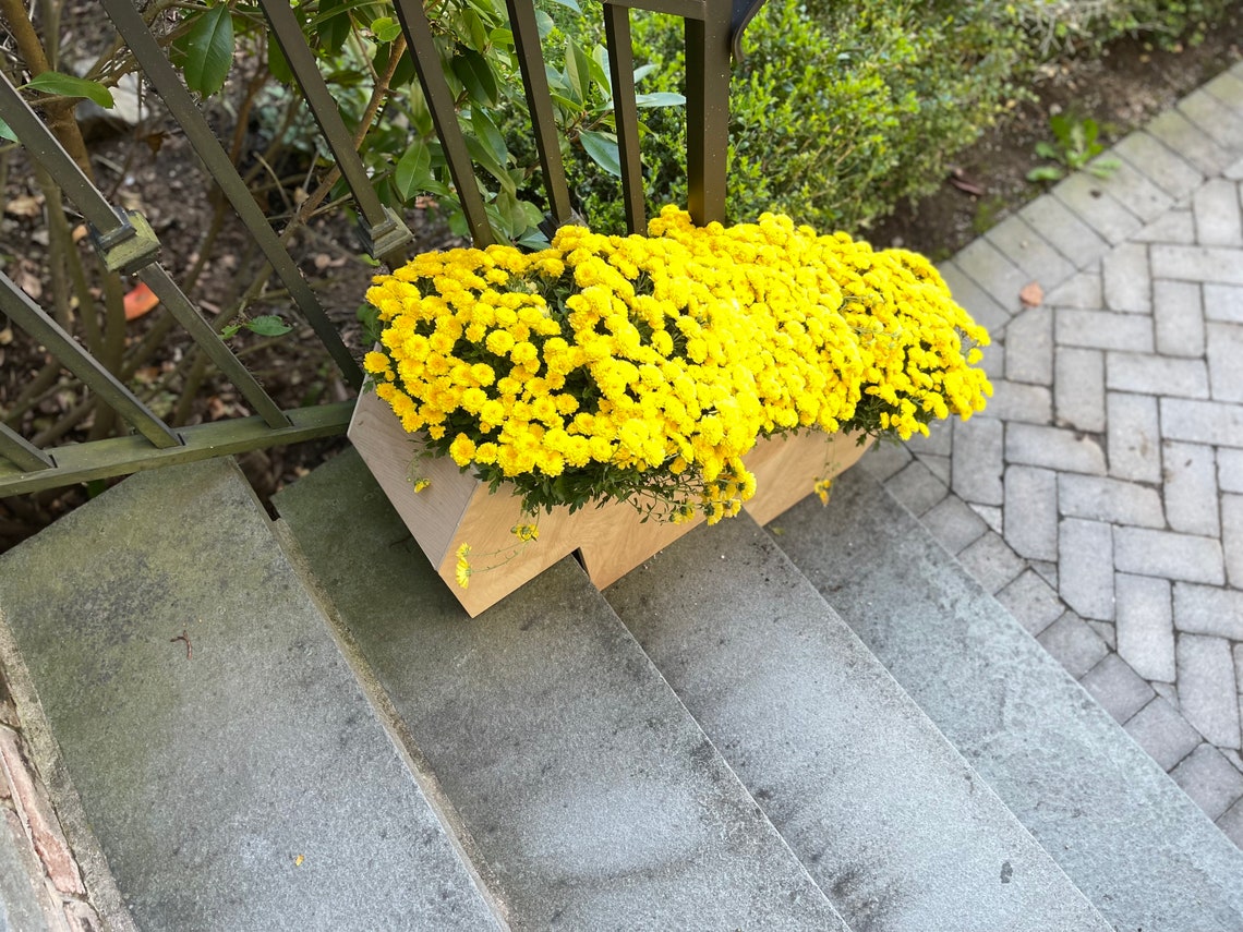 Step Planter Brownstone Home Front Door Stairs Wood Flower Pot - Etsy