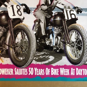 Budweiser Daytona Bike Week Poster Vintage Original Motorcycle Harley ...