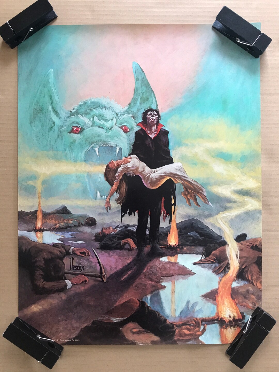 Vintage Original 1978 Dracula Pinup Horror Halloween Blood Fire 70s ...