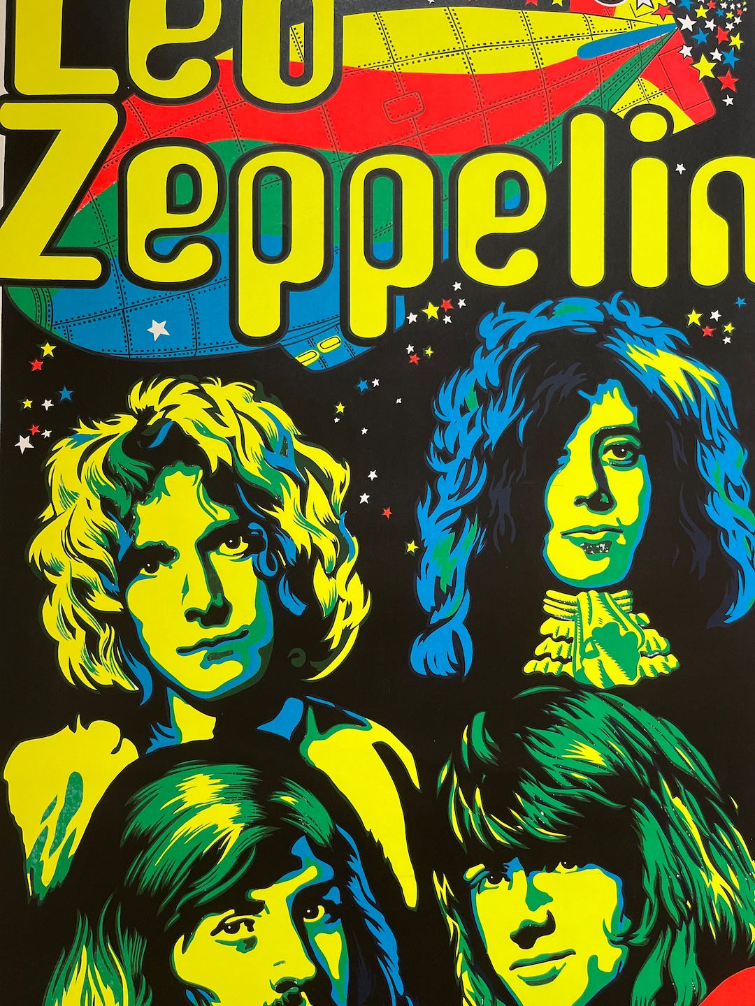 Led Zeppelin Original Vintage Poster Blacklight Psychedelic Dayglow ...