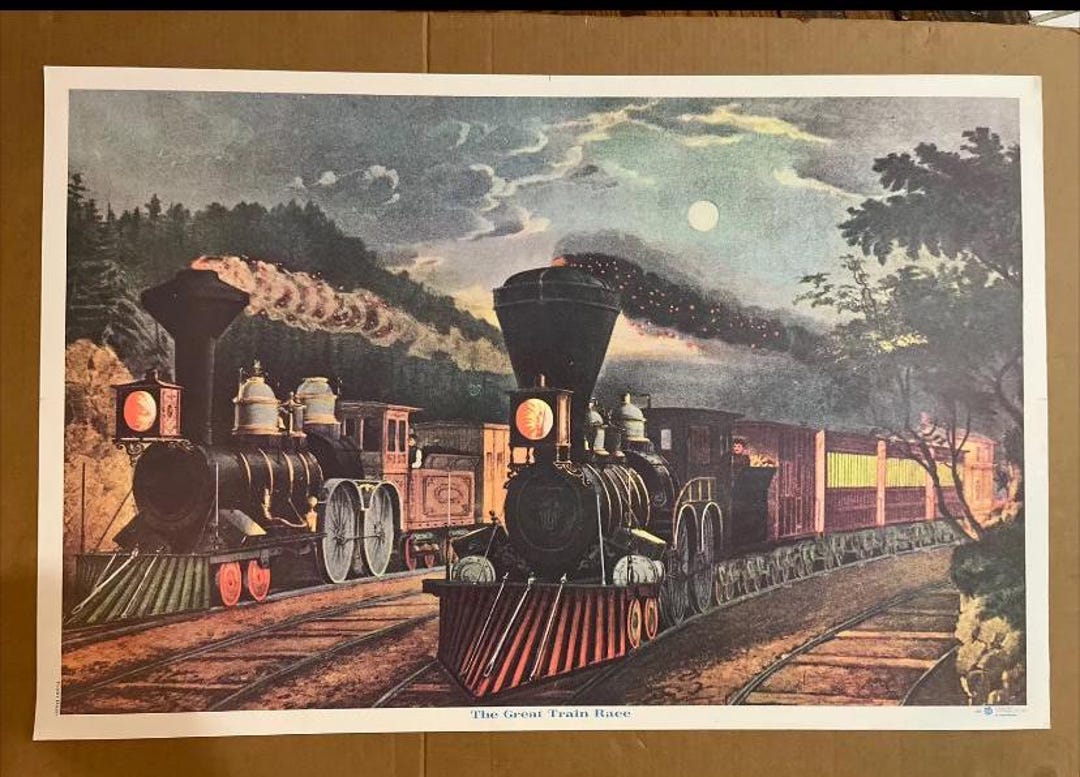 The Great Train Race Vintage Poster Trains 1973 Locomotive Art 1970s ...