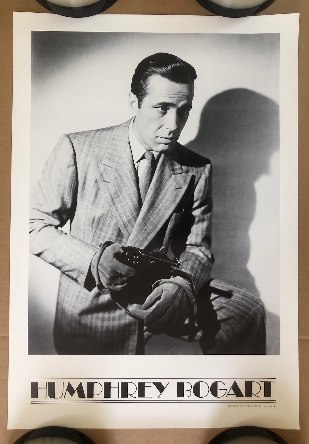 Humphrey Bogart Vintage Poster Black and White Gun Hollywood Actor Icon ...