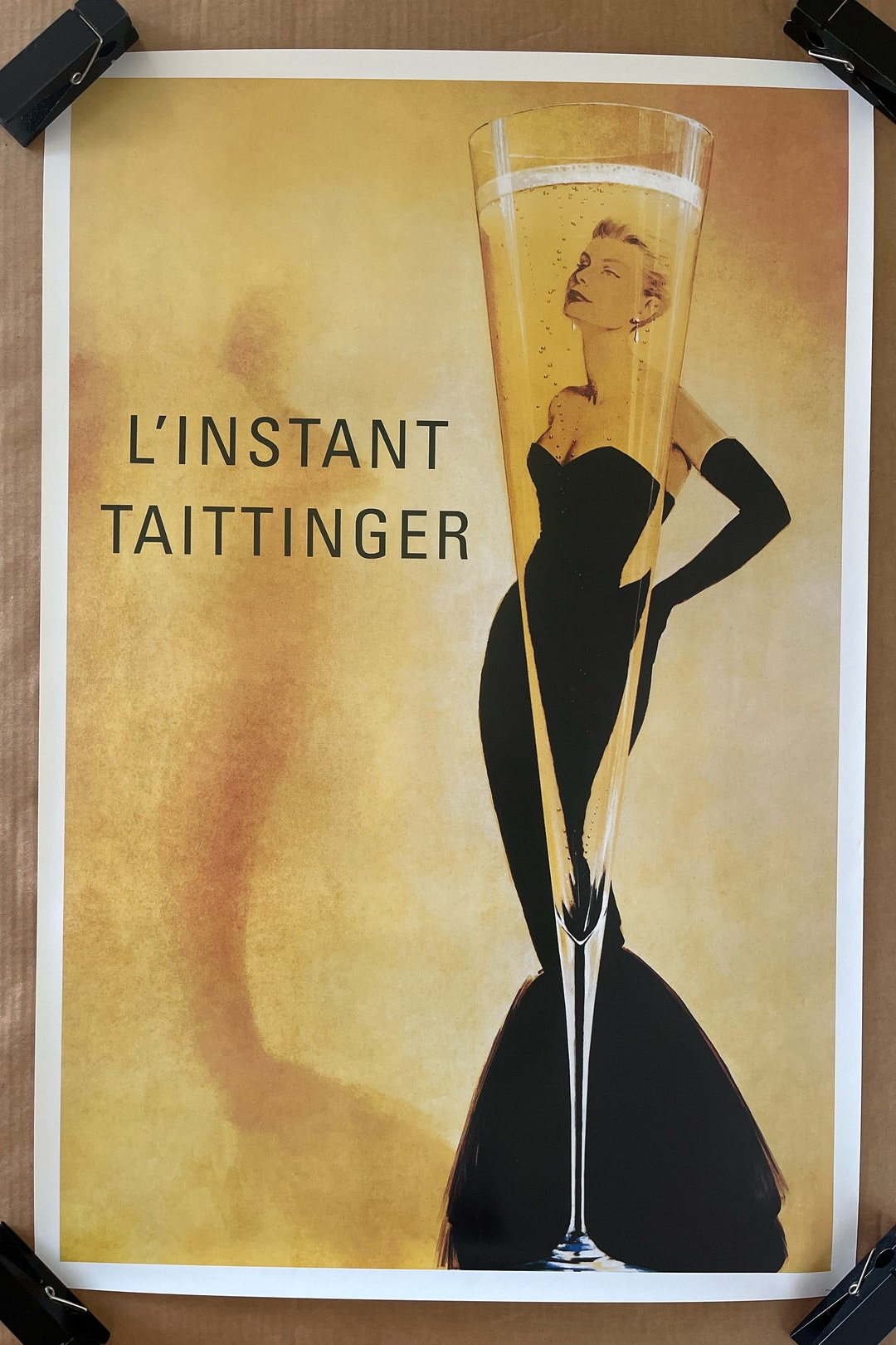 Original Vintage French L’instant Taittinger Champagne Poster 80s Grace Kelly Ad Alcohol Pierre ...