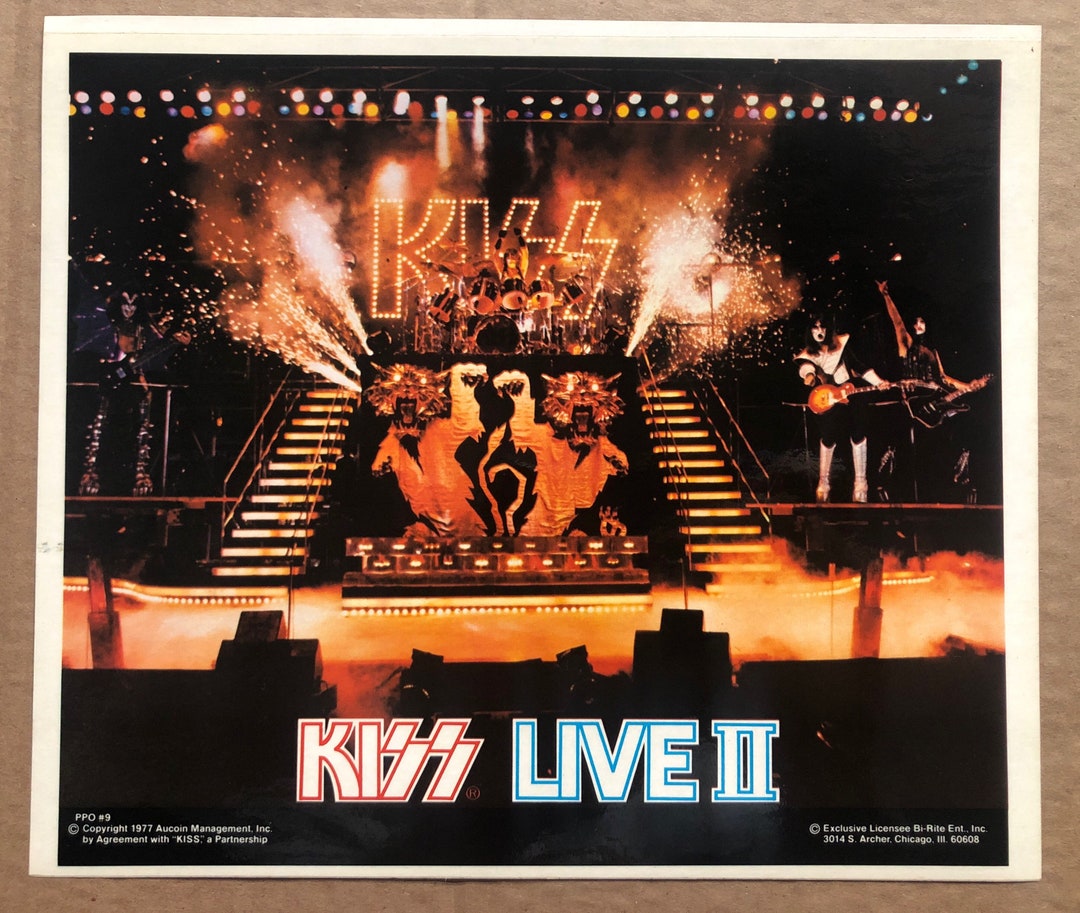 KISS LIVE II Vintage Sticker Poster Original 1977 Aucoin K.I.S.S ...
