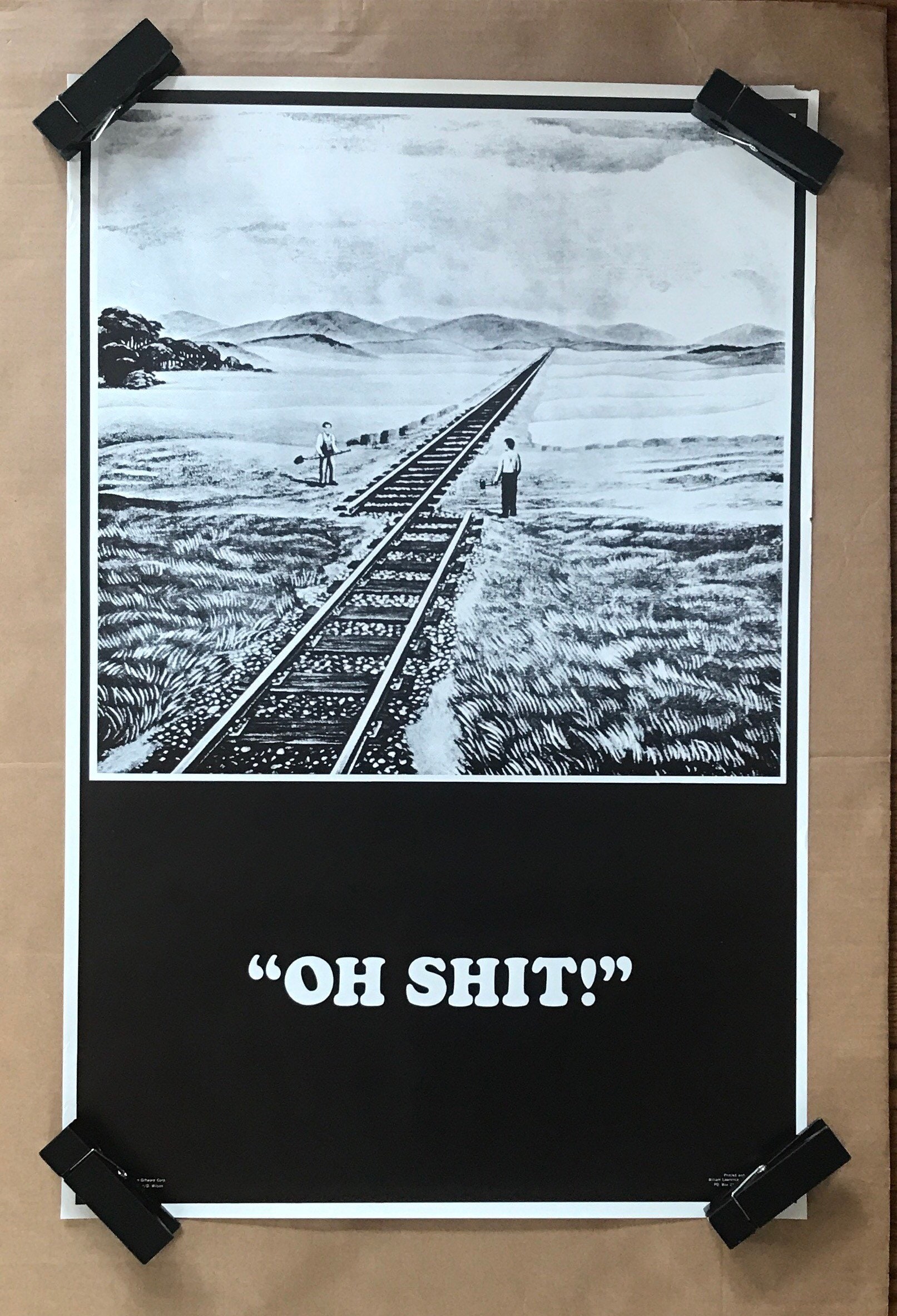 Vintage Original 1975 Oh Sht Train Tracks Poster Black and - Etsy