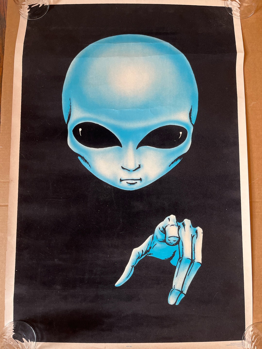 Vintage Blacklight Poster Alien Hand Velvet Flocked 1996 - Etsy