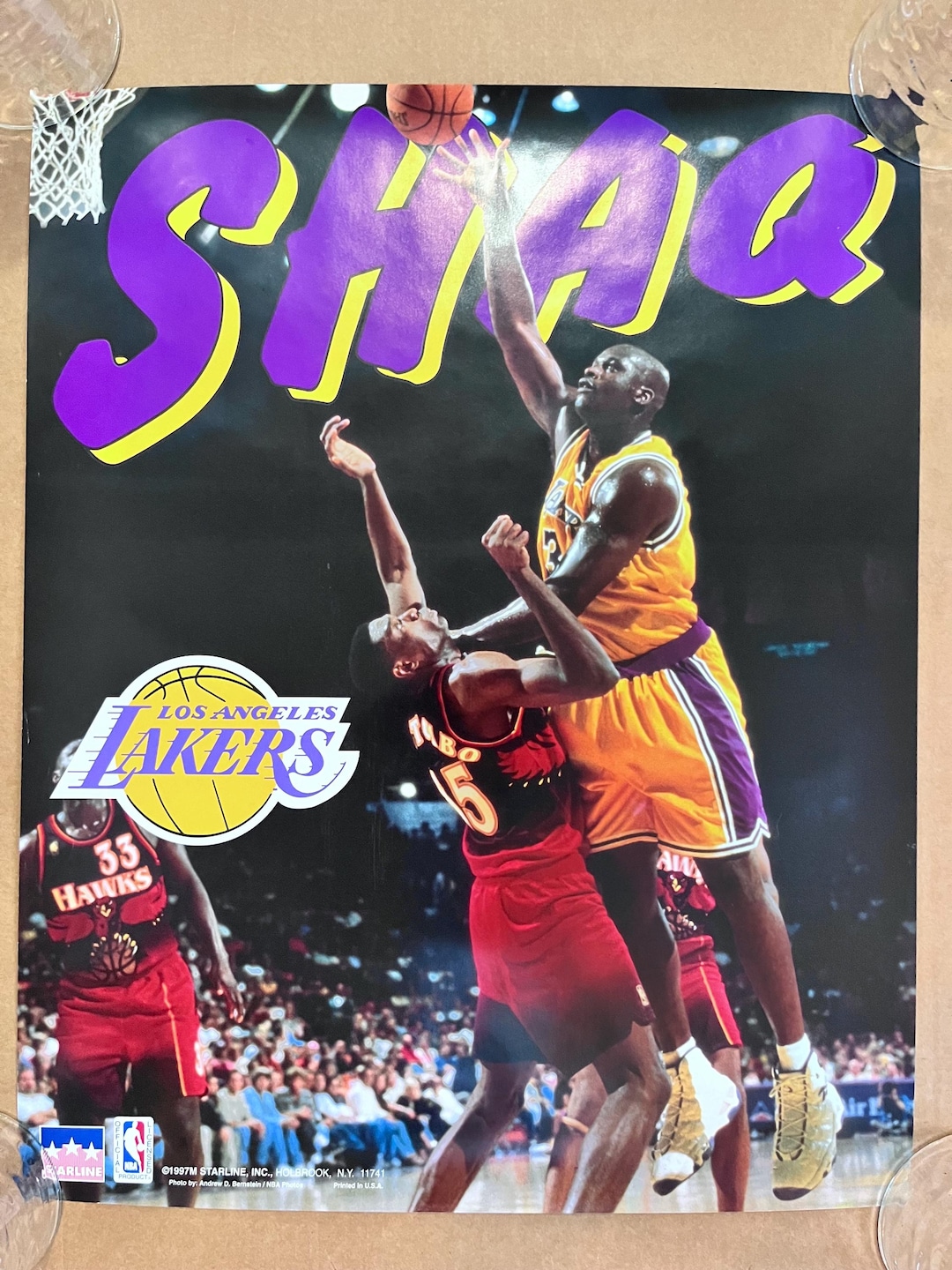 Shaquille O'neal Poster Vintage Basketball Pinup NBA Shaq 1997 Starline ...
