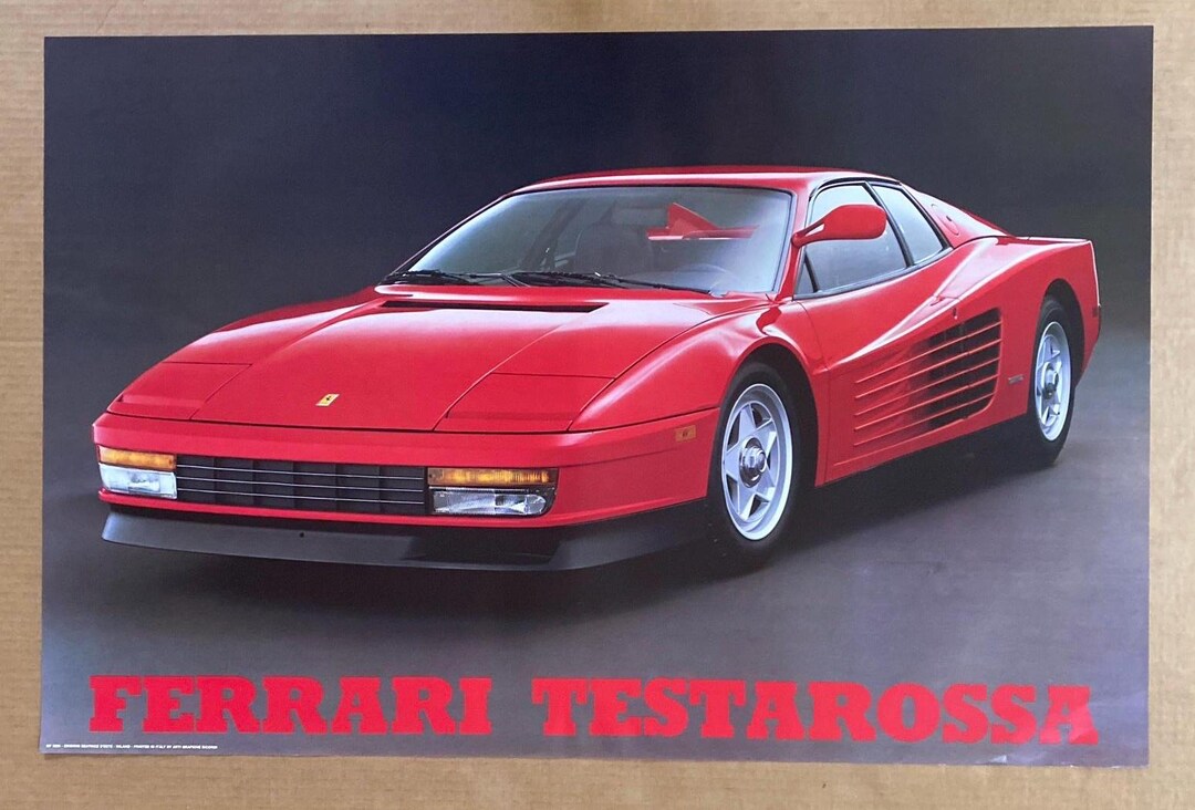 Ferrari Testarossa Vintage Poster Original Sport Car Race Car Red 1980s ...