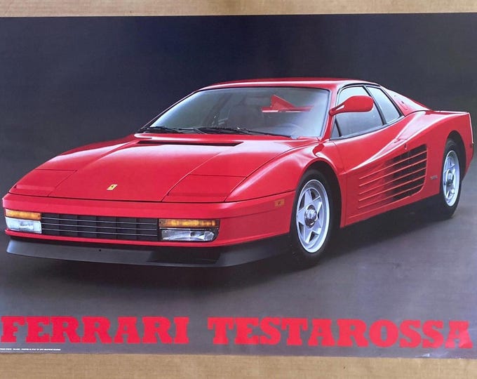 Ferrari Testarossa Vintage Poster Original Sport Car Race Car Red 1980s ...