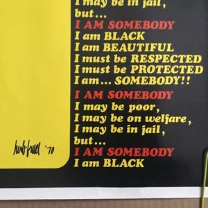 I Am Somebody Vintage Blacklight Poster 1970's I Am Black Power Panther ...