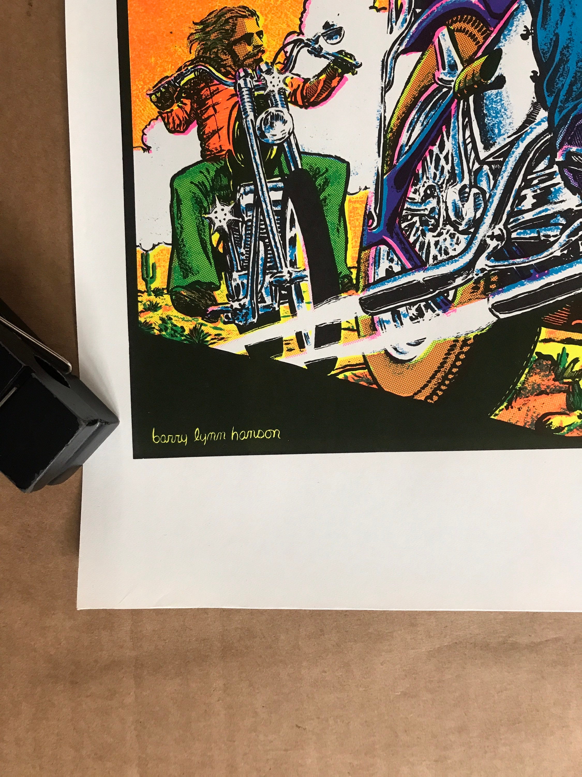 Vintage Original 1970s Freedom Chopper Blacklight Poster Afro Man ...