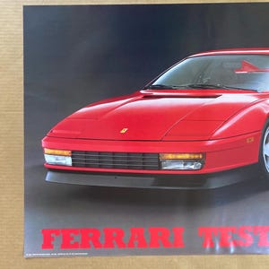 Ferrari Testarossa Vintage Poster Original Sport Car Race Car Red 1980s ...
