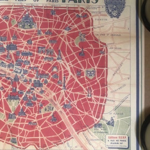 Plan Guide Monuments of Paris Visitor Map France Pop Art French Decor ...