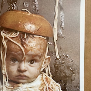 Original Vintage Poster Fun yet Child Spaghetti Kid Mess Pasta Kitchen ...