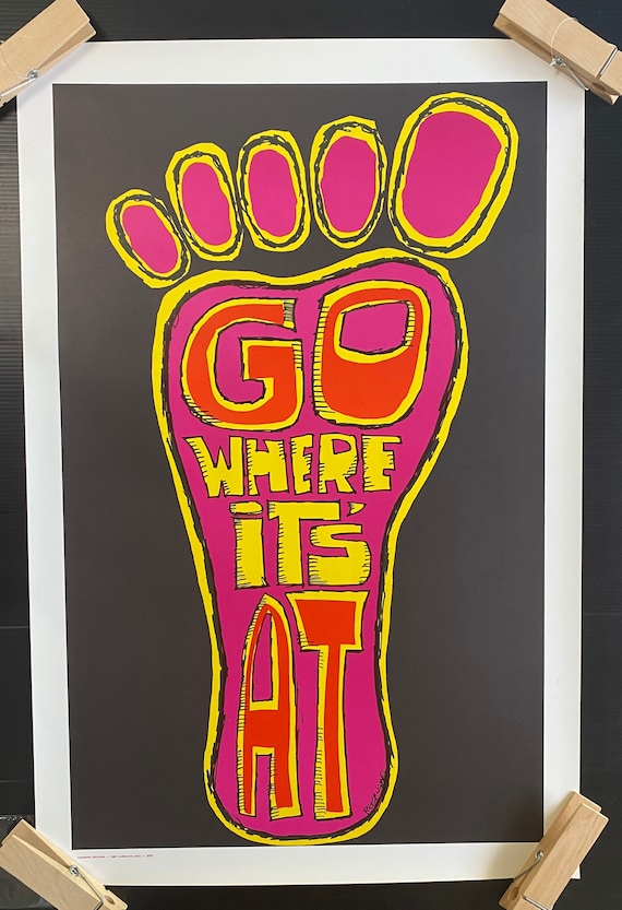 Go Where Its at Footprint Feet Original Vintage Poster - Etsy