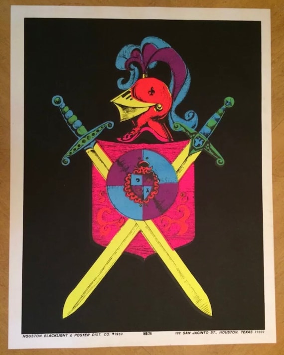 The Shield Vintage Houston Blacklight Poster Psychedelic 1970 - Etsy