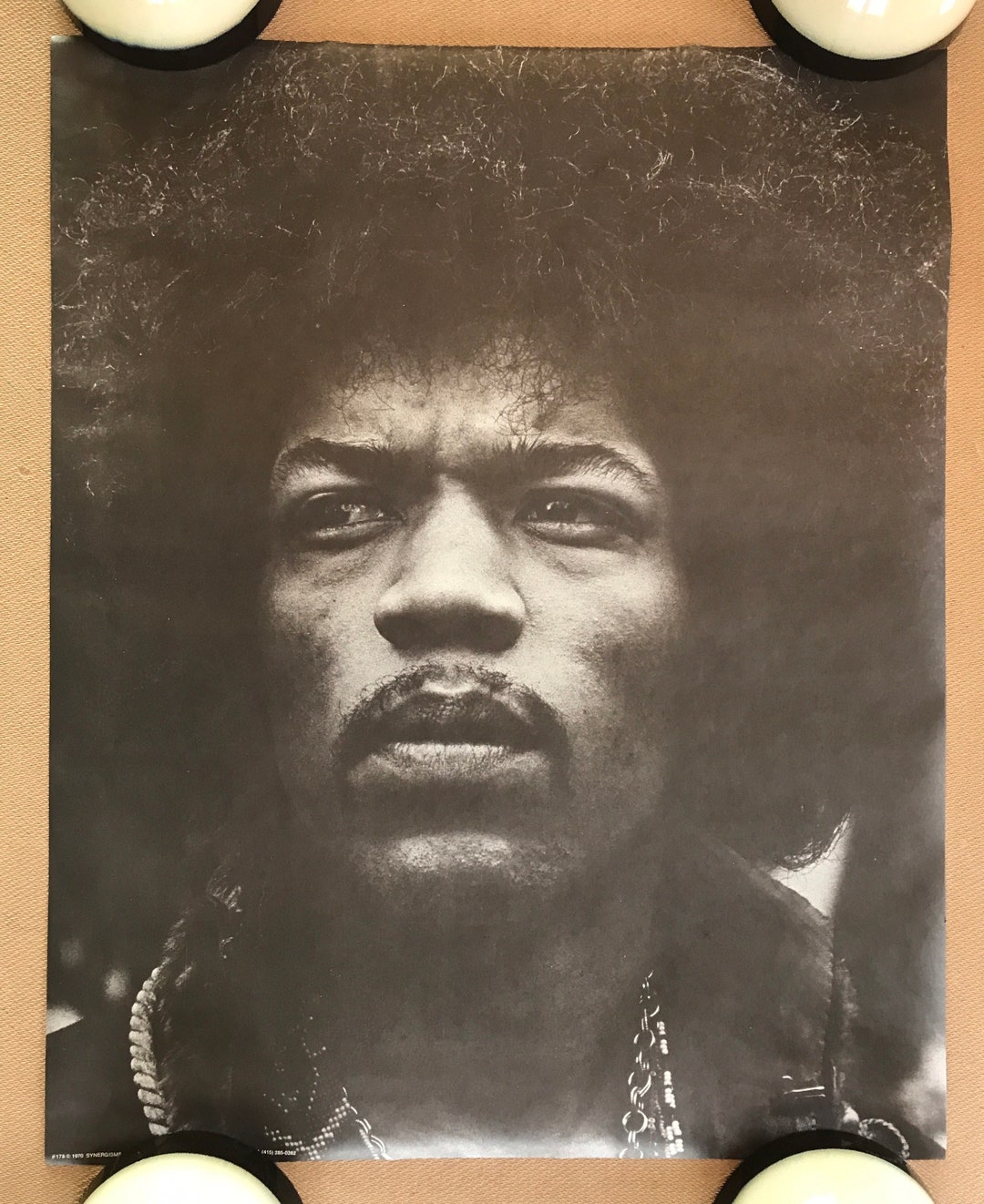 Vintage Original 1970s Jimi Hendrix Head Shot Pinup Poster Rock Music ...