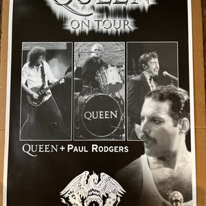 Queen Tour Vintage Poster Black and White 1990s Music Memorabilia Paul ...