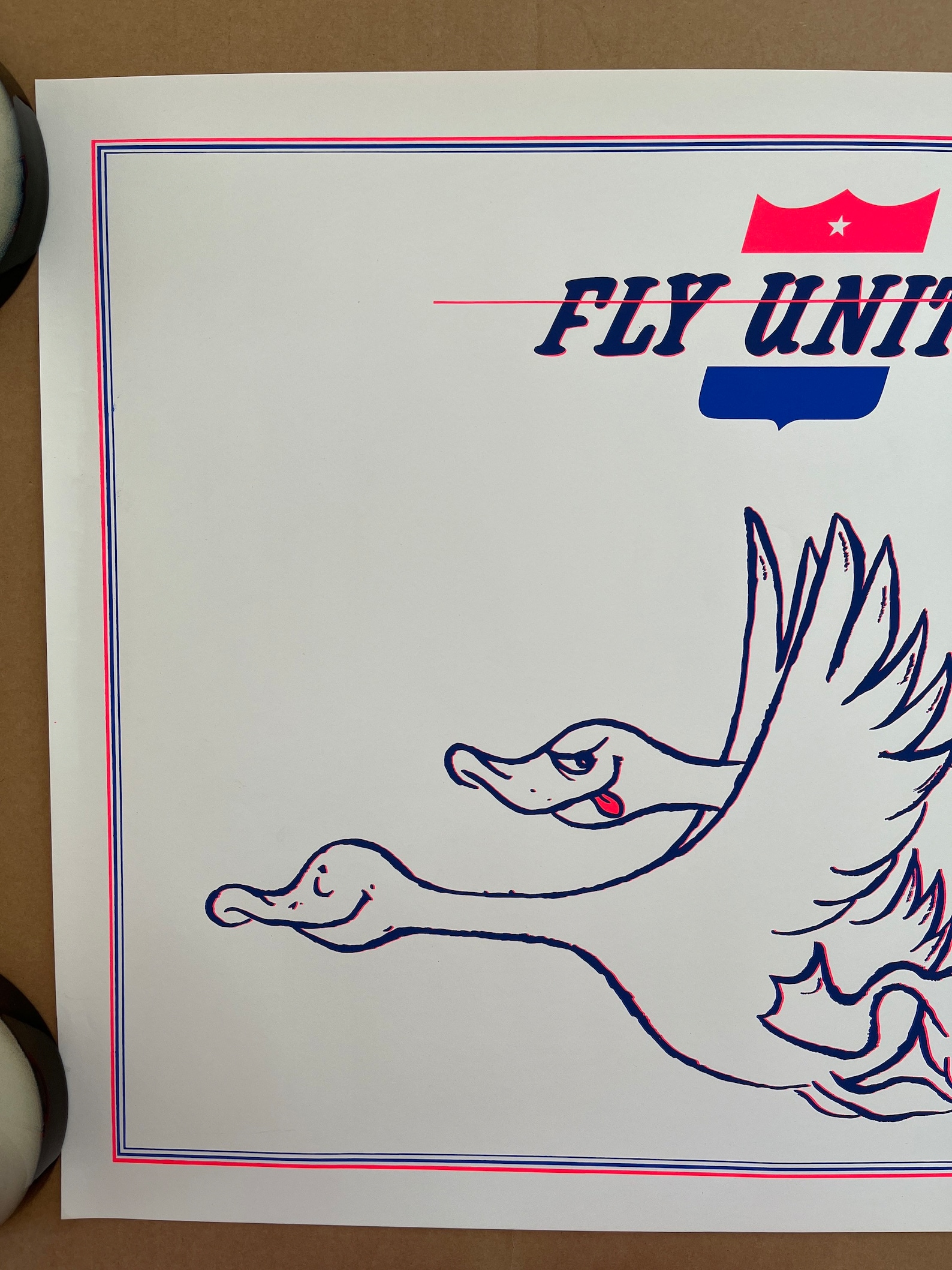 Vintage Original 1970s Fly United Poster Airplane Birds Love Together ...