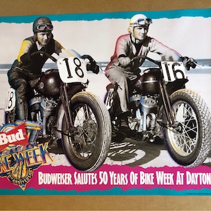 Budweiser Daytona Bike Week Poster Vintage Original Motorcycle Harley ...