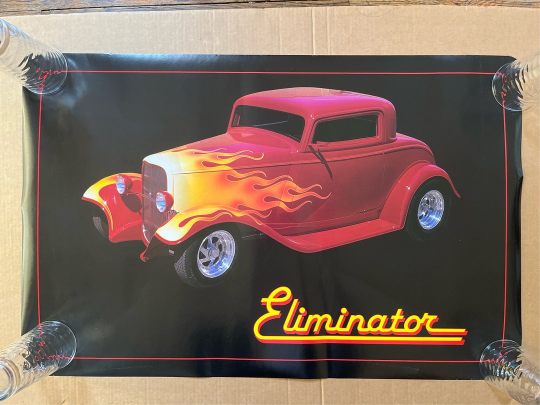 Eliminator Hot Rod Car Vintage Poster 1988. Flames Fire Cars Car Show ...