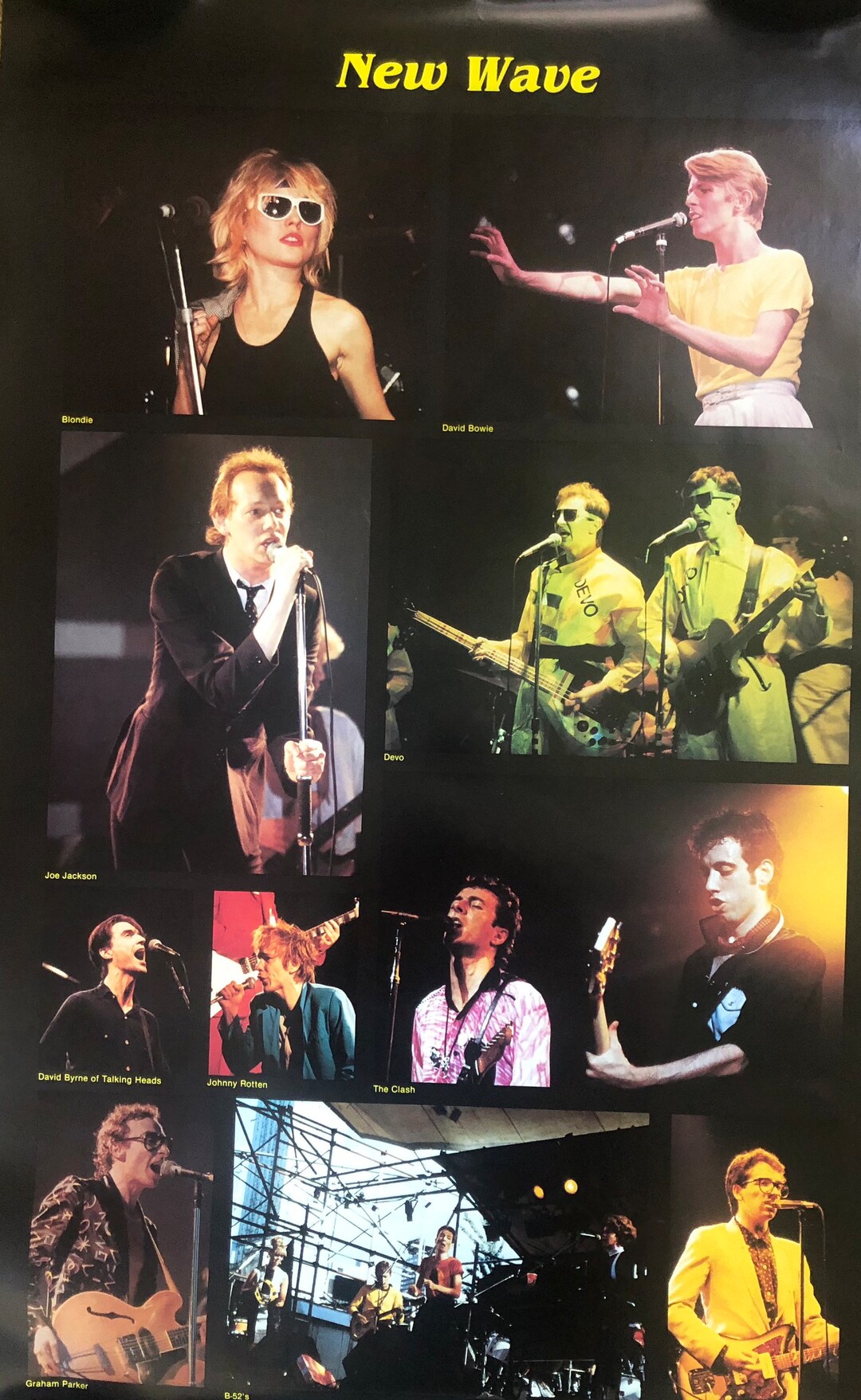 New Wave Vintage Poster Rock Star Collage B-52s Devo Clash Bowie ...