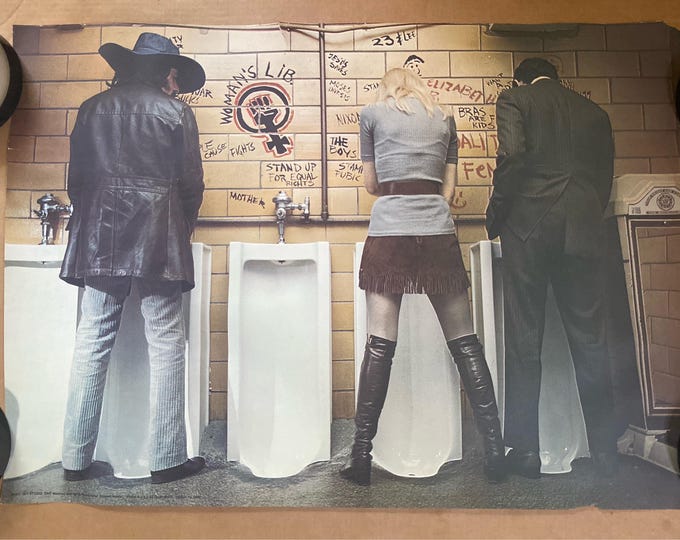 Urinal Women in Men’s Room 1970’s Original Vintage Poster Women’s Lib ...