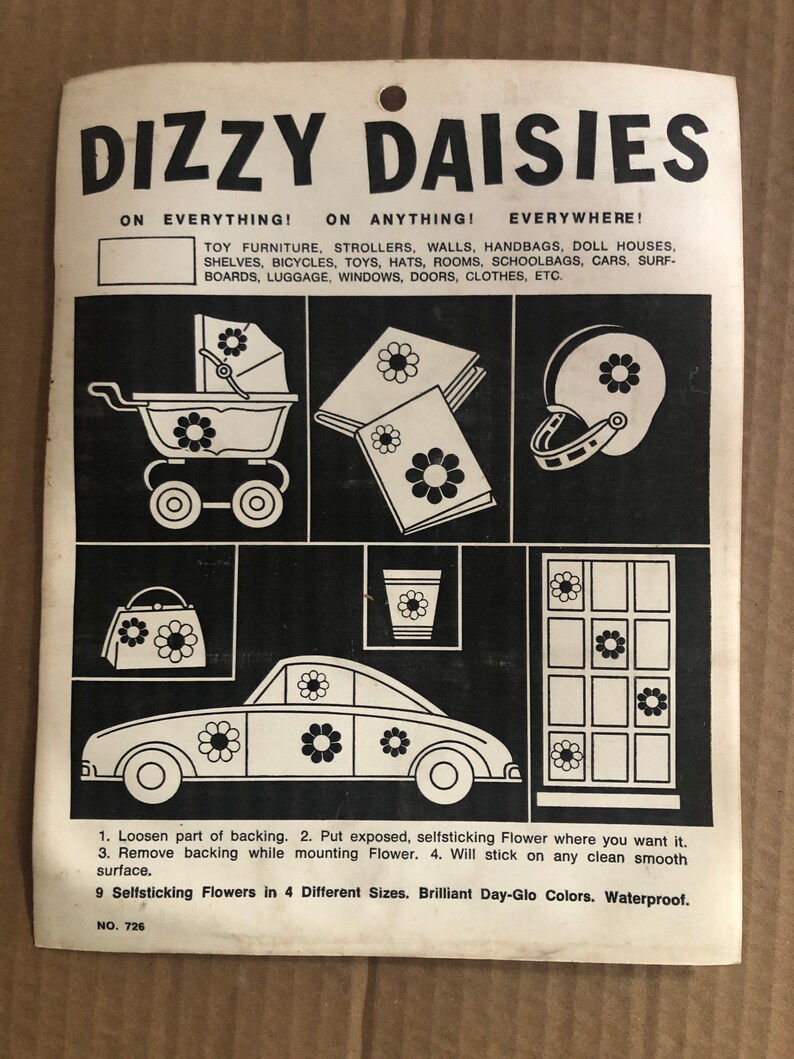 Vintage Blacklight Stickers Dizzy Daisies 1960s Daisy Vinyl - Etsy