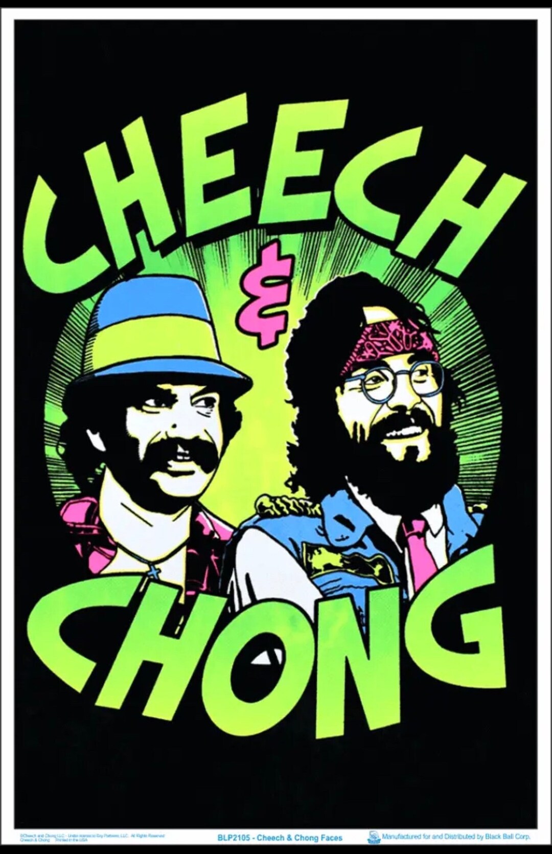 Cheech and Chong Blacklight Poster Flocked Psychedelic Trippy Velvet ...