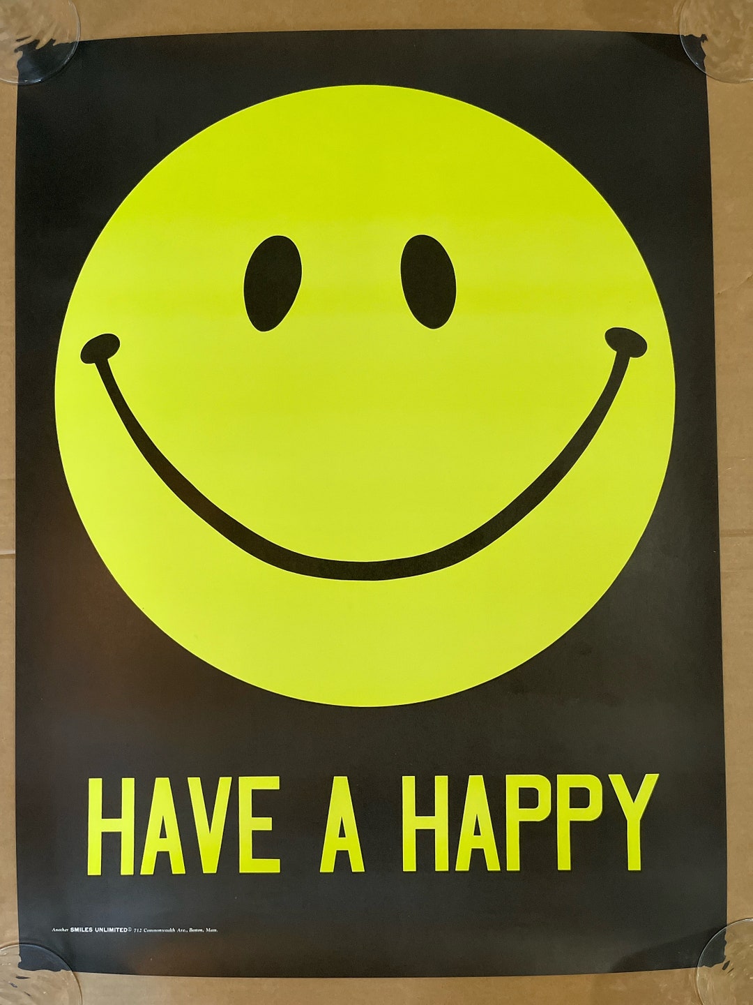 Original Vintage Poster Smiley Face Have a Happy Nice Day Emoji 1970s ...