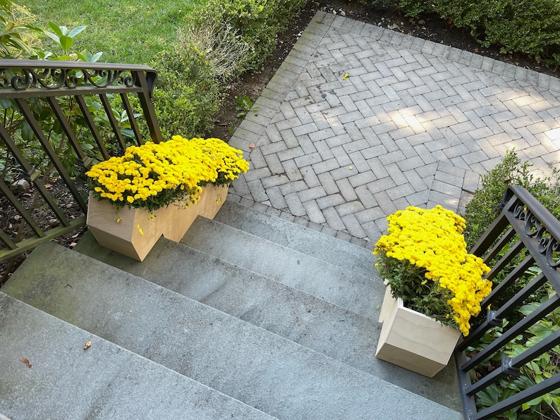Step Planter Brownstone Home Front Door Stairs Wood Flower Pot - Etsy