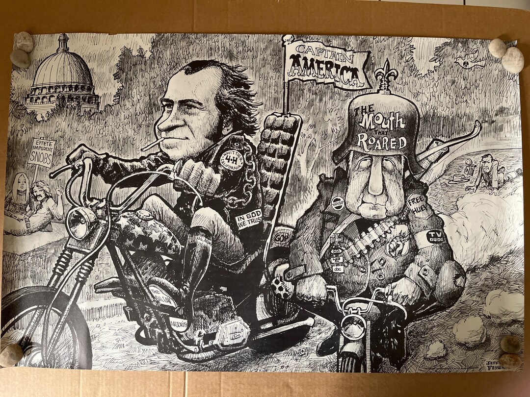 Captain America Richard Nixon Motorcycle 1970s Vintage Poster - Etsy