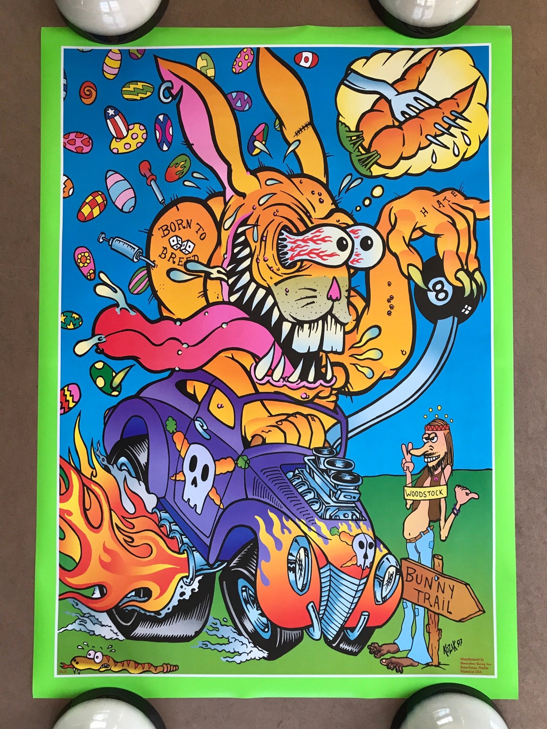 Vintage Original 1990s Bunny Trail Poster 1997 Kozik Woodstock Born to ...