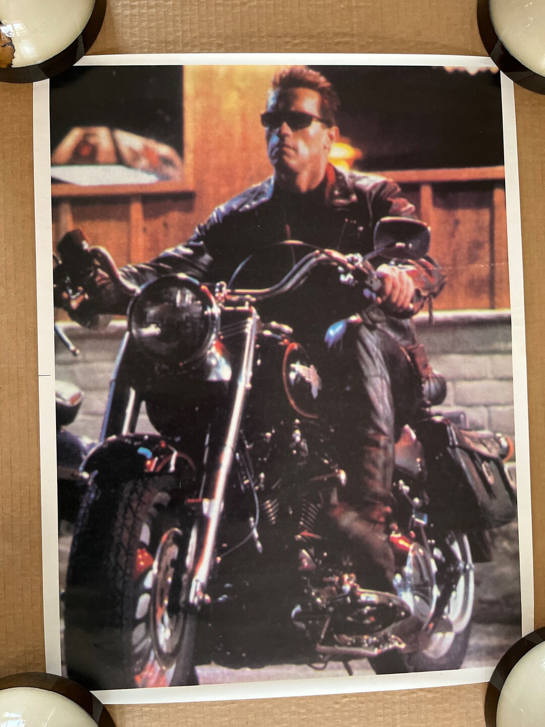 Arnold Schwarzenegger Vintage Poster the Terminator Motorcycle Original ...