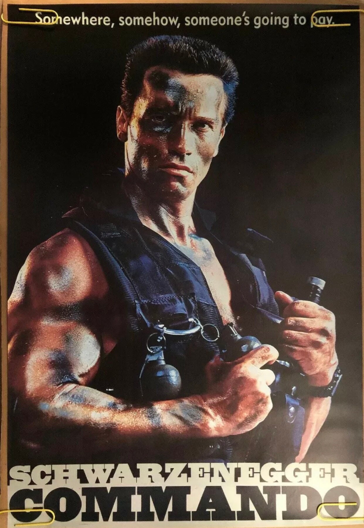 Original Vintage Poster Arnold Schwarzenegger Commando Movie - Etsy