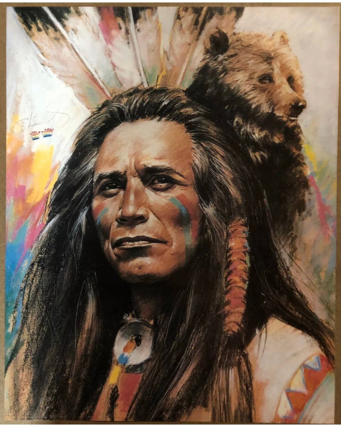 Original Vintage Poster Native American Indian Big Bear - Etsy