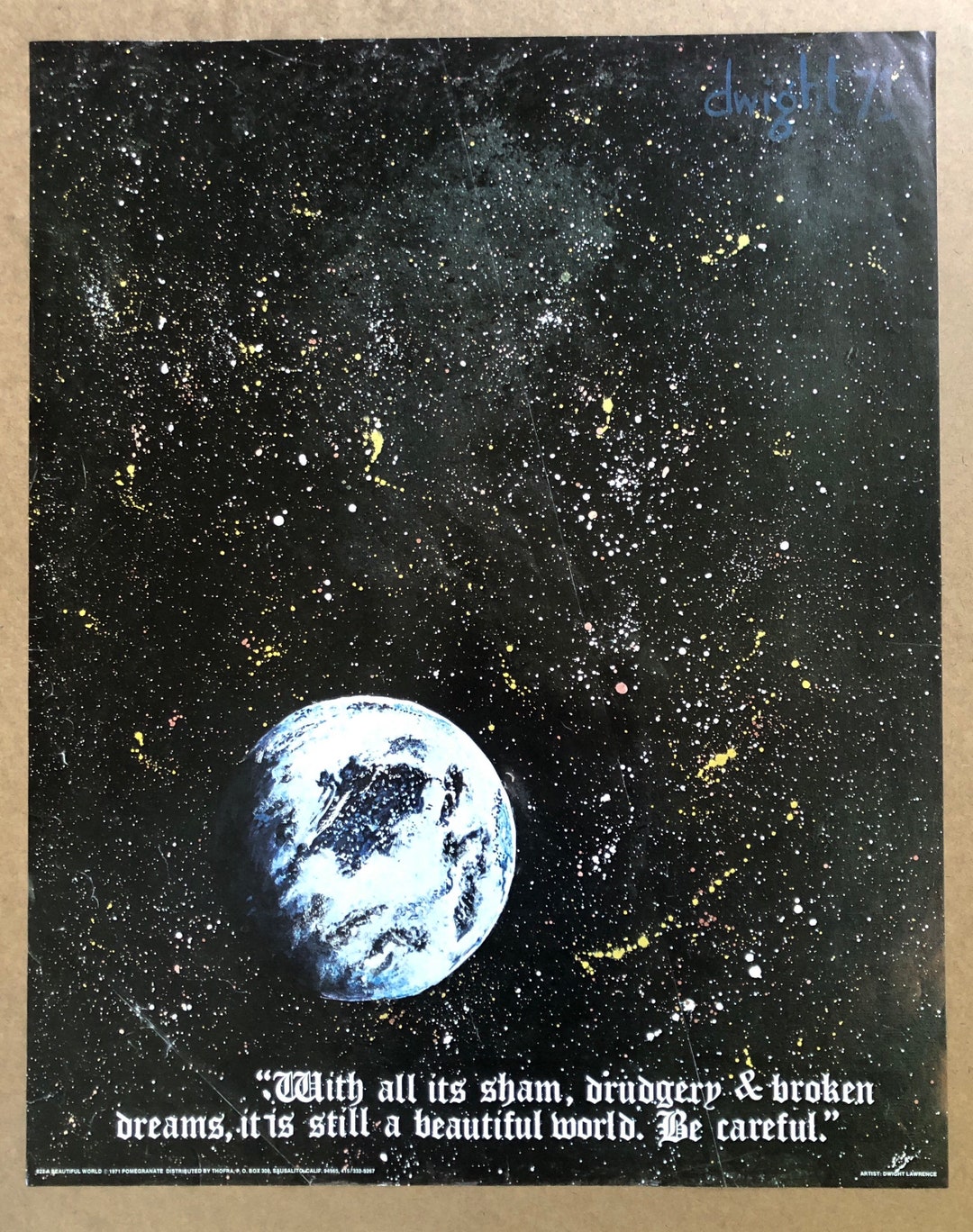 Beautiful World Dwight Lawrence Earth Inspiration Satire Vintage Poster ...