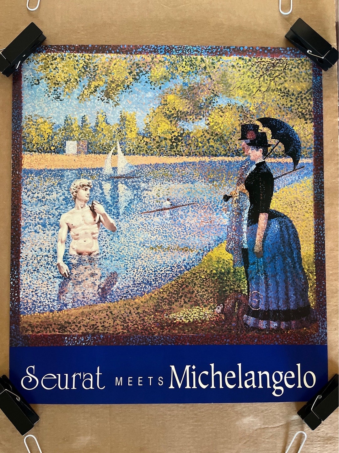 Original Vintage George Seurat Meets Michelangelo Poster American Art ...