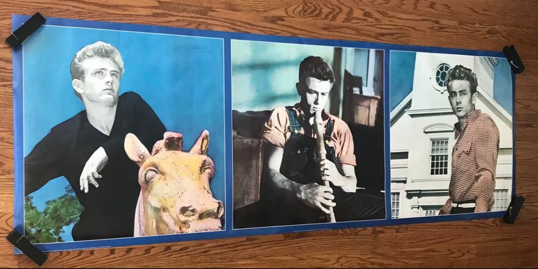 Vintage Original 1980s James Dean Collage Poster 1987 Door Size Pinup ...