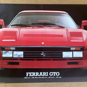 Ferrari GTO Vintage Poster Original Sport Car Race Car Red 1980s Italy ...