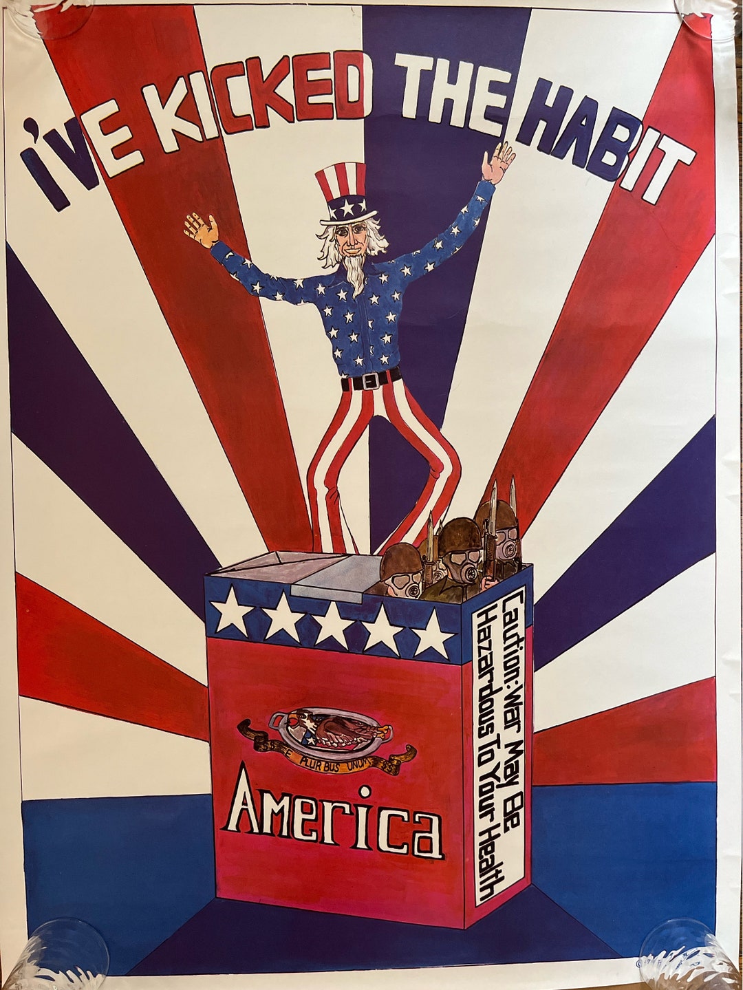 I've Kicked the Habit Uncle Sam Anti War Peace Smoking Soldiers 1970 ...